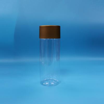 중국 맑은 PET 플라스틱 쿠키 사탕 아기 음식 높은 실린더 둥근 음식 병 나사 모자 판매용