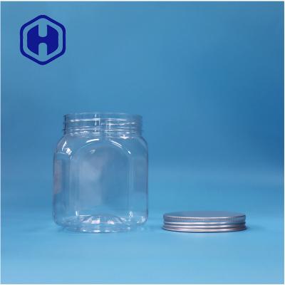 China Polygonal Shaped Clear Plastic Cookies Rock Candy Nuts Sugar Jar Aluminium Top Lid for sale