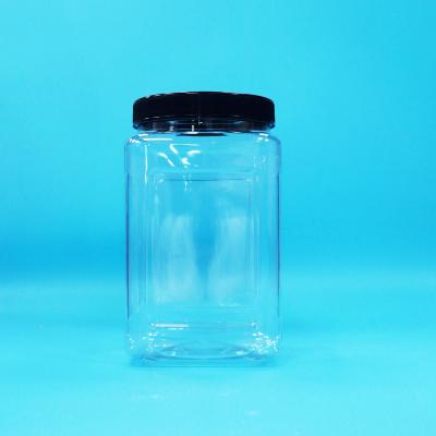 중국 투명한 포장 용기 사각형 모양 플라스틱 PET 검은 뚜?? 음식용 과자 쿠키 누드리스 판매용