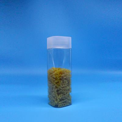 중국 넓은 입 600ml 간식 음식 과자 투명 광장 PET 플라스틱 병 평면 상단 뚜?? 판매용