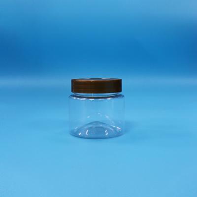 중국 투명한 사탕 쿠키 PET 둥근 플라스틱 병 스크루 평면 뚜?? 식품 등급 판매용