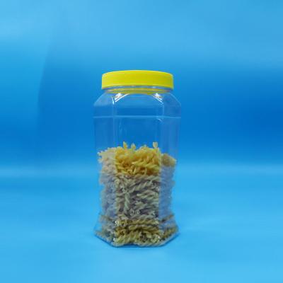 중국 육각형 모양 식품 등급 쿠키 사탕 식품 맑은 PET 잔 노란색 평면 모자 판매용