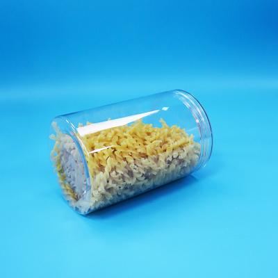 중국 투명한 식품 과자 실린더 둥근 PET 플라스틱 항아리 식품 등급 선명한 나사 뚜?? 판매용