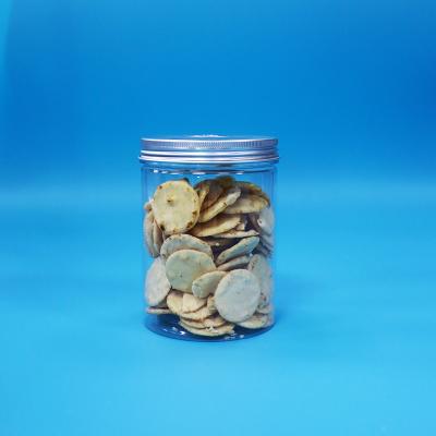 중국 맞춤식 식품 과자 쿠키 투명한 PET 플라스틱 둥근 항아리 알루미늄 평면 뚜?? 판매용