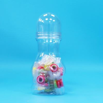 Nova forma de design de alimentos infantis doces duros parafuso tampa transparente plástico PET frasco de qualidade alimentar