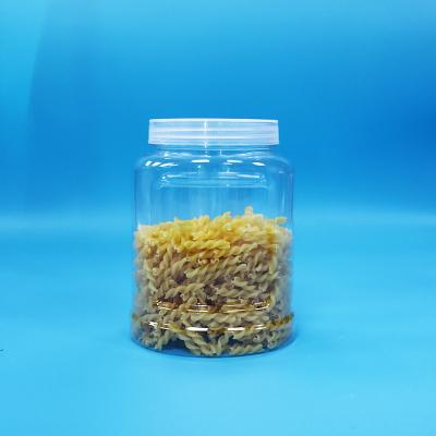 중국 변조 방지 하얀 캡 PET 플라스틱 맑은 항아리 식품 견과류 캔디 누들 식품 등급 판매용