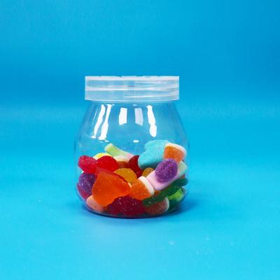 중국 작은 빈 과자 쿠키 투명한 PET 플라스틱 항아리 스크루 캡 식품 등급 BPA 무료 판매용