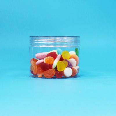 China Clear PET Plastic Dry Food Candy Cookies Nuts Gift Jars Screw Flat Lids Food Grade for sale
