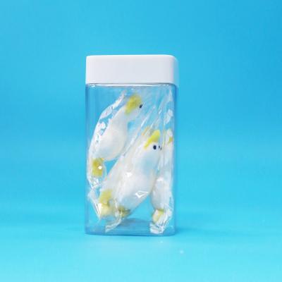 중국 사각 흰색 뚜껑 투명한 빈 PET 플라스틱 식품 사탕 쿠키 병 식품 등급 판매용