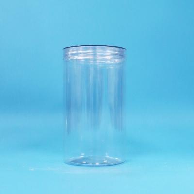 China Food Grade Transparent Round Shape PET Plastic Candy Cookies Jar Clear Screw Cap for sale