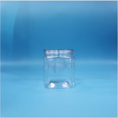 China Transparent Square 500 Ml PET Jar For Dried Fig Coconut Flakes Hawthorn Strip for sale
