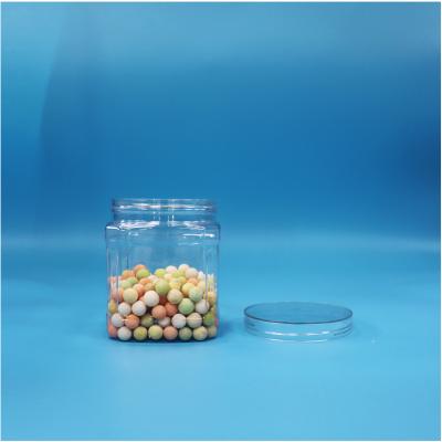 China Food Grade Clear Square Shape PET Jar For Dried Fruit Coconut Flakes Hawthorn Strip for sale