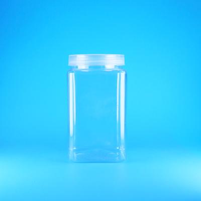 China Wide Mouth Clear PET Square Food Grade Plastic Containers Aluminum Screw On Lids for sale