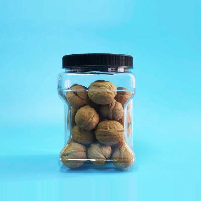 China Food Grade Black Screw Lid PET Plastic Grip Square Food Jar For Baby Food Candy Cookies for sale