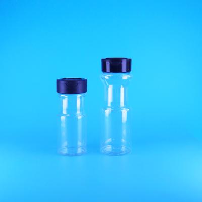 China Transparent 100ml Plastic PET Food Grade Pepper Powder Spice Jar And Sifting Lid for sale