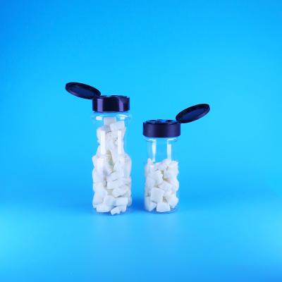 China Food Grade Transparent Plastic PET Pepper Spice Sea Salt Jar Black Flip Top Cap for sale