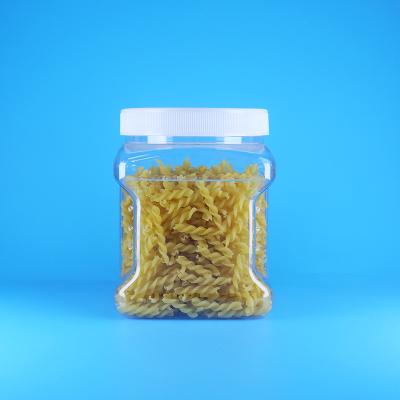 Китай Прозрачные квадратные пластиковые банки ПЭТ с плоской крышкой и ручкой для печенья-пальчиков продается