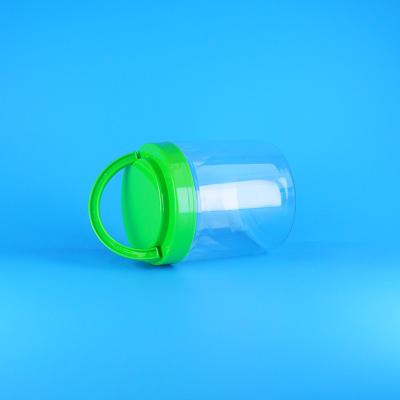 Cina Contenitore sigillabile per alimenti in plastica PET trasparente rotondo con tappo a vite e manico per burro di arachidi in vendita