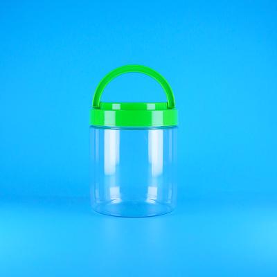 Cina Contenitore sigillabile per alimenti in plastica PET trasparente rotondo con tappo a vite e manico per burro di arachidi in vendita