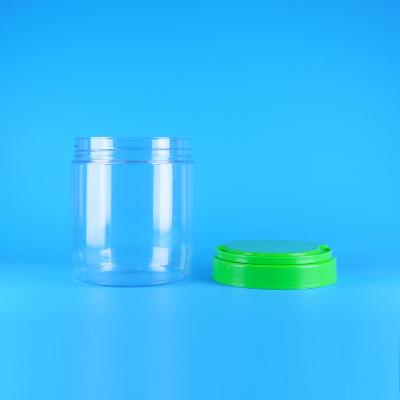 China Bpa Free Screw Handle Lid Sealable Empty Plastic PET Clear Round Peanut Butter Jar for sale