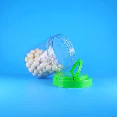 China Bpa Free Screw Handle Lid Sealable Empty Plastic PET Clear Round Peanut Butter Jar for sale