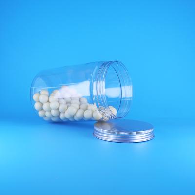 Китай Прозрачная пластиковая банка ПЭТ с широким горлышком для детского питания, конфет, высокая круглая банка, алюминиевая плоская крышка продается