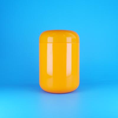 Китай Герметичные оранжевые круглые пластиковые банки ПЭТ для печенья и сладкой ваты с завинчивающейся оранжевой крышкой продается