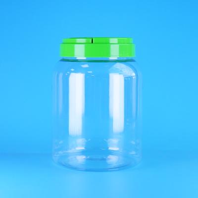 China Screw Flat Cap Food Loading Clear Coffee Candy Dried Food PET Round Plastic Jar for sale
