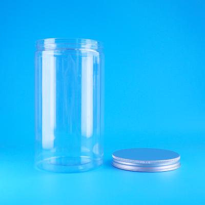 China Clear Food Grade Dried Fruit Crispy Peanuts Bear Biscuit Round PET Jars Screw Caps for sale