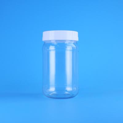 China 220ml Clear Food Grade Plastic Jar with White Screw Cap for Salad and Jam Packaging for sale