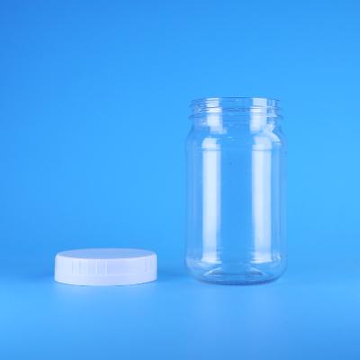 China 220ml Clear PET Plastic Jar White Screw Cap For Salad Jam Food Packaging Solutions for sale