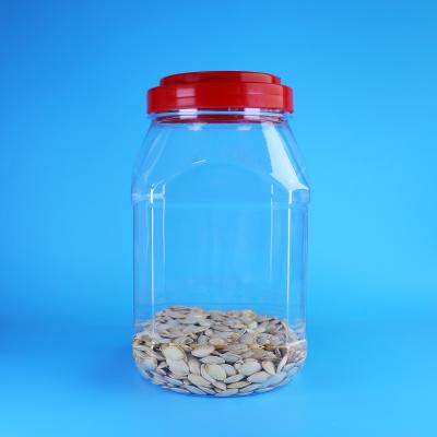China BPA Free 2100ml Capacity PET Plastic Jar with Screw Lid for Candy and Cracker Storage for sale