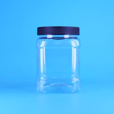 China 850ml Food Grade PET Square Shape Plastic Packaging Jar with Screw Lid for Baby Food and Candy Storage for sale