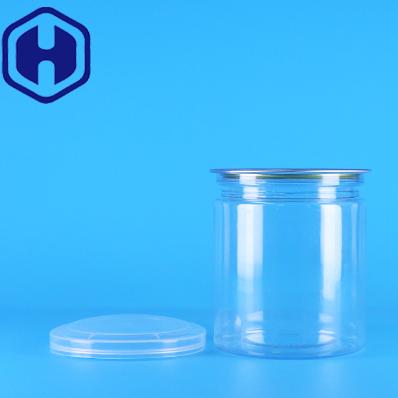 China Sealable Transparent Round Baby Food Yellow Peach PET Plastic Cans Easy Open Lid for sale