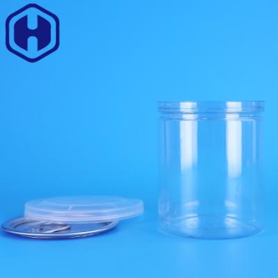 China Well Sealing Custom Design Easy Open Lid Small Clear PET Plastic Can For Nuts Baby Food for sale