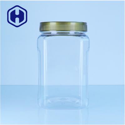 China Square PET Clear Plastic Honey Jar Screw Lid Food Grade Nuts Dried Fruits Candies Easy Pour for sale