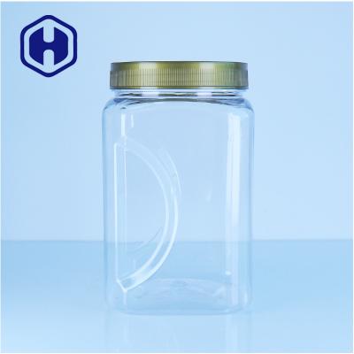 China Square PET Plastic Honey Jar Flat Lid Food Grade Bpa Free Easy Pour Spice Snack for sale