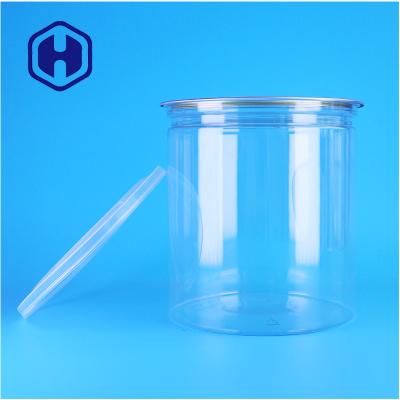 China PET Clear Round Custom Plastic Can For Nuts Dried Fruit Candy Food Grade Easy Open Lid for sale