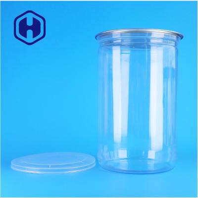 China PET Clear Food Grade Plastic Can Aluminum Lid Easy Pour For Nuts Dried Fruit Candy for sale