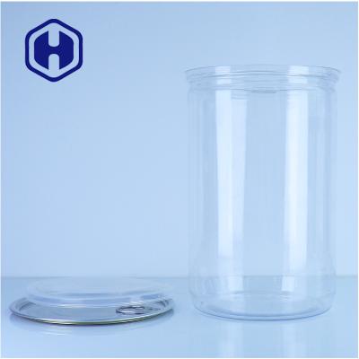 China PET Round Aluminum Lid Clear Can For Spice Protein Powder Supplements Safe Secure for sale