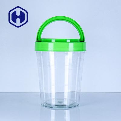 China Plastic Transparent Wide Mouth Jar Handle Lid FSSC22000 EU Tested Round Snack Jar Manufacturer for sale