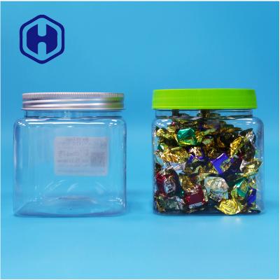 China Airtight Square Transparent PET Plastic Jar Plastic Screw Lid Food Candy Cookies for sale