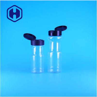 China Food Grade Transparent Plastic PET Pepper Spice Sea Salt Jar Black Flip Top Cap for sale