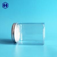 China 481ML Square Wide Mouth Plastic Jars 16OZ Clear Bottles with Aluminum Lid - Stackable Food Grade Containers for sale