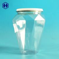 China Diamond Shape Clear PET Plastic Cans 1350ml Capacity Airtight Flowerpot Containers with Customizable Options for sale