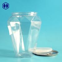 China Diamond Shape Clear PET Plastic Cans 1350ml Capacity Airtight Flowerpot Containers with Customizable Options for sale