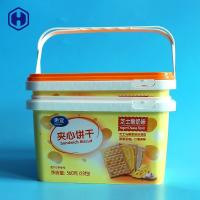 China Square PP Plastic Container 3.2L Water Proof IML Tubs for Cookie Biscuit Packaging for sale