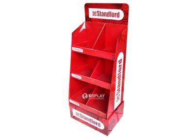 China Customized Stationery Corrugated Cardboard Display Stands with 3 Shelves for sale