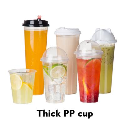 China Single Wall 400ml 500ml 600ml 700ml 800ml 1000ml Reusable Thick PP Cup PP Injection Cup Plastic PP Cup for sale