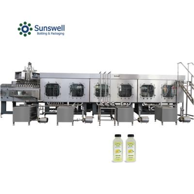 China Hochgeschwindigkeits-Fruchtsaft-Füllmaschine Sanitiserungsmittel Spülen von Fruchtstücken Peristaltische Gewichtung Abfüllung Versiegelung Monoblock zu verkaufen